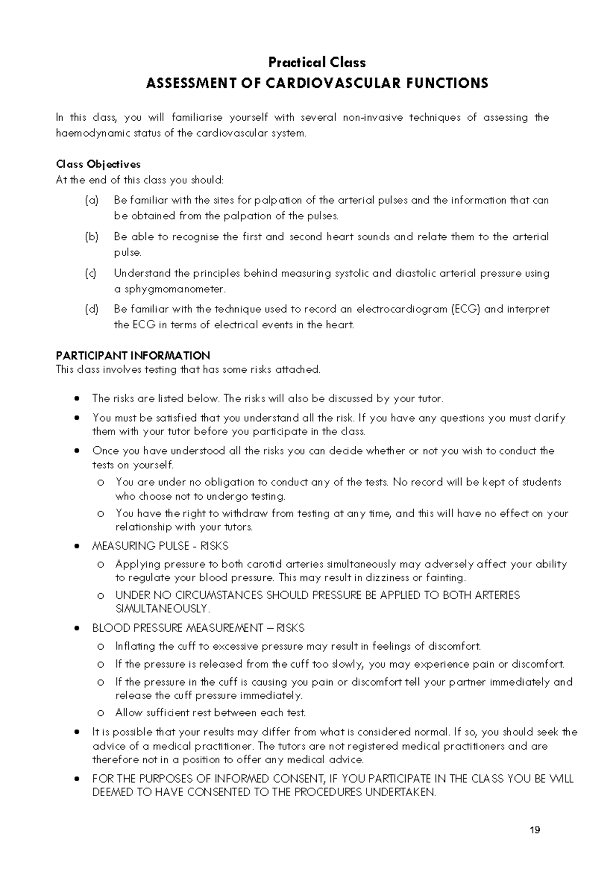 CVS function - CARDIOVASCULAR SYSTEM)tutorail - Practical Class ...