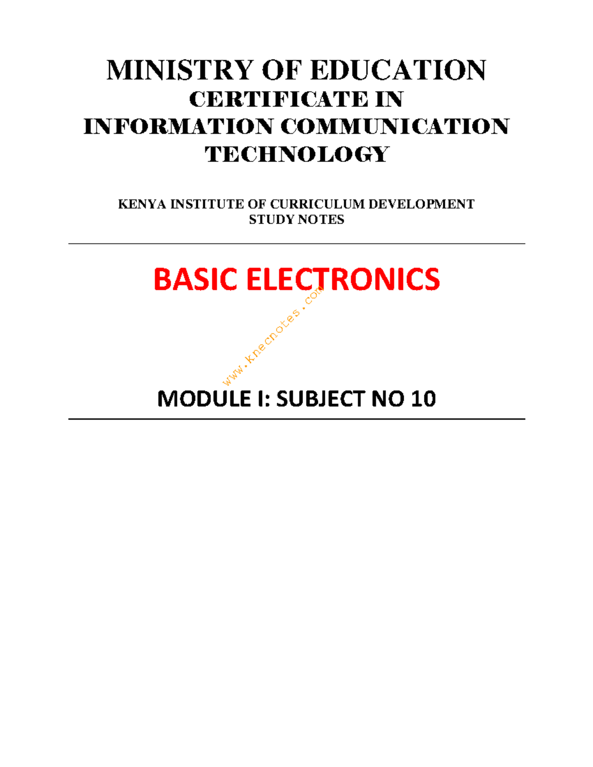 Basic electronics notes KNEC CICT – EBooks Kenya - MINISTRY OF ...