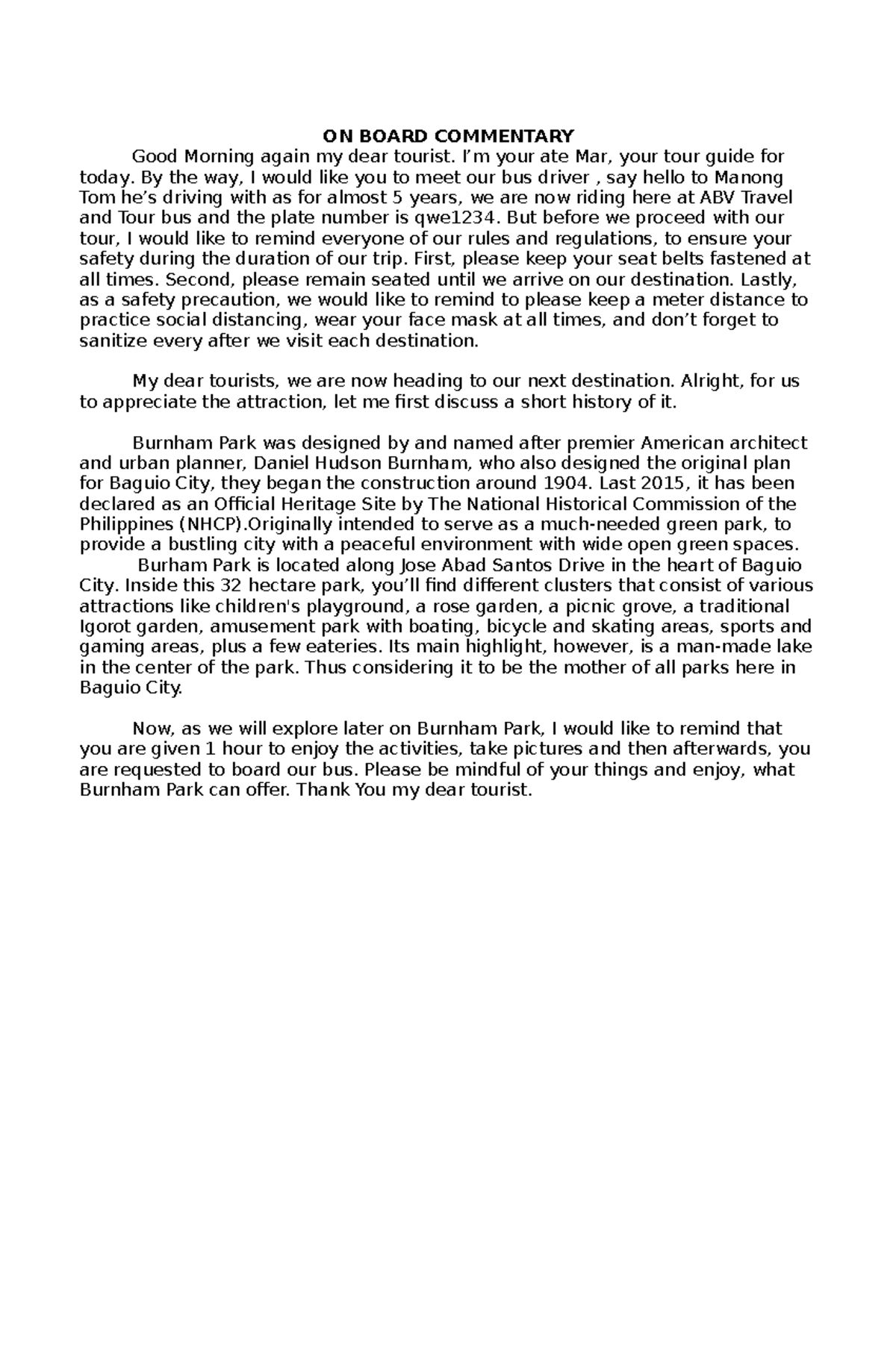 On board commentary - tourguiding - ON BOARD COMMENTARY Good Morning ...