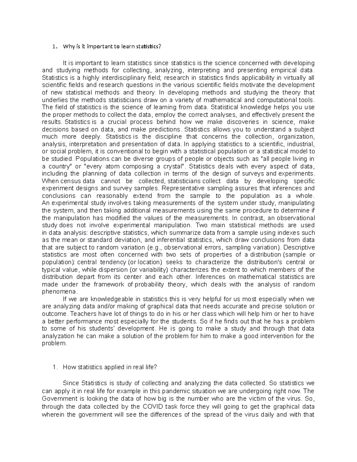 Importance of stats and its definition. - Why is it important to learn ...