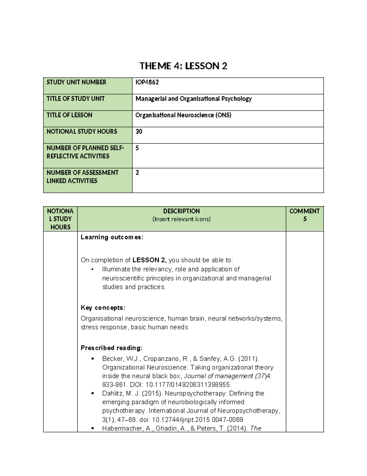 Theme 4 Lesson 2 Basic Human Needs - THEME 4: LESSON 2 STUDY UNIT ...