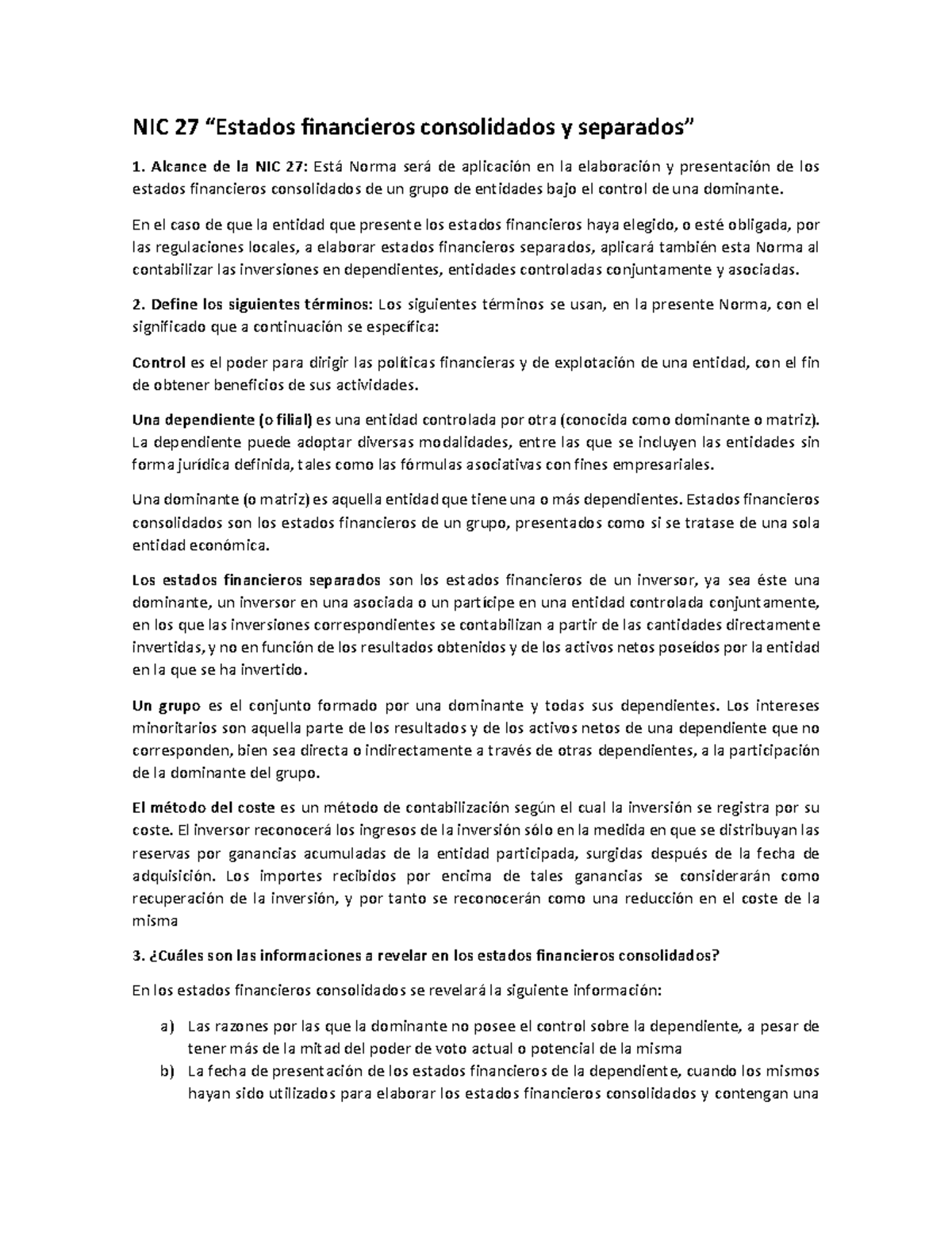 NIC 27 Estados Financieros Separados - NIC 27 “Estados financieros ...
