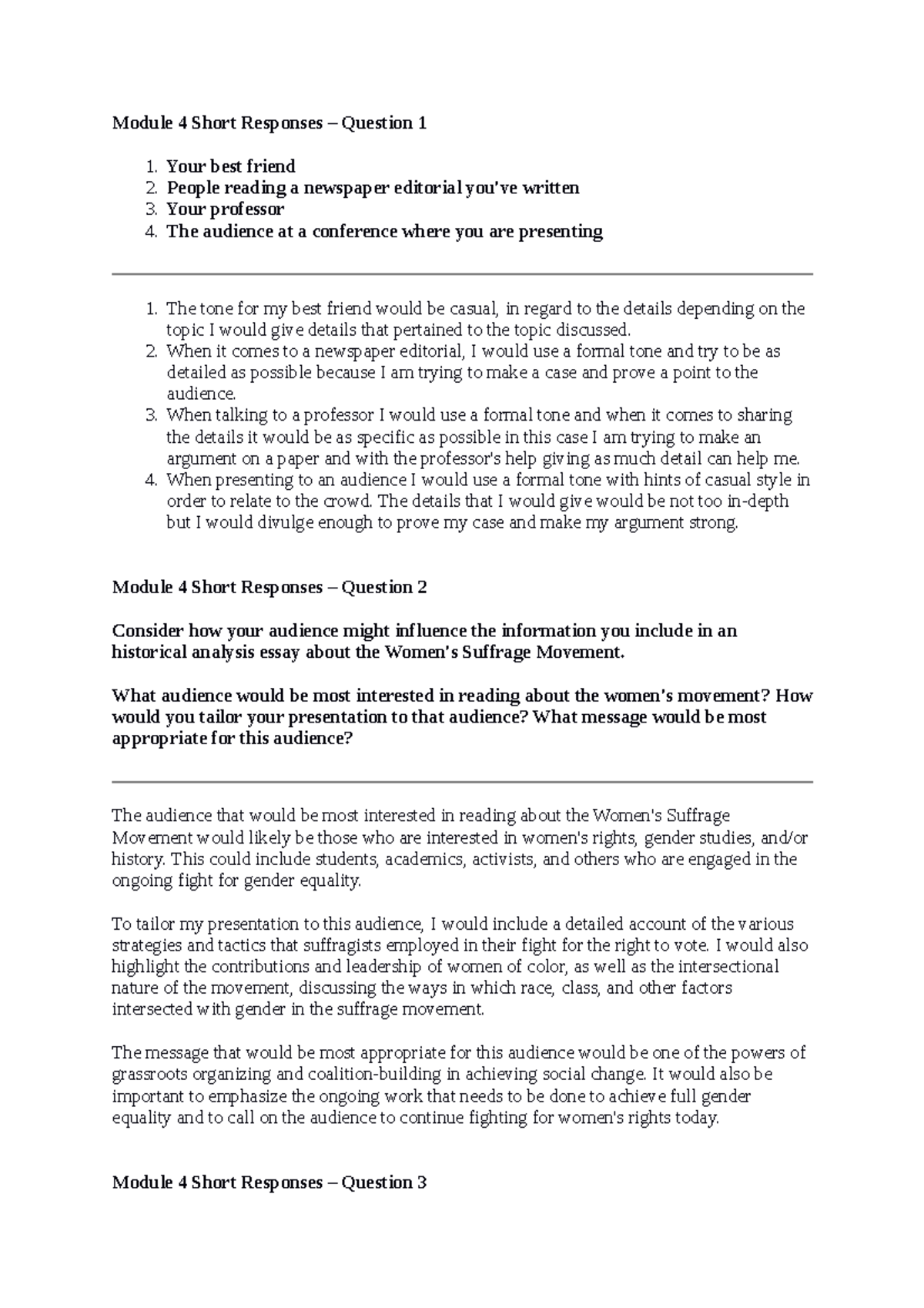 4-2 Short Responses - When it comes to a newspaper editorial, I would ...