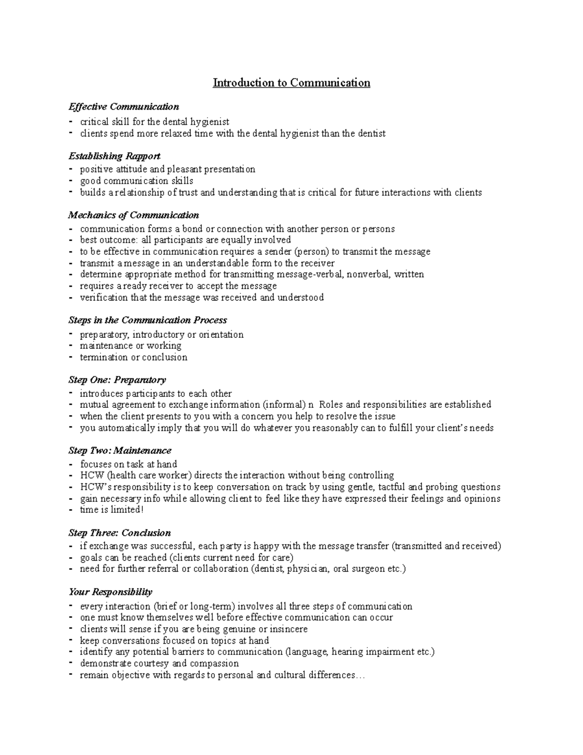 Introduction To Communication Introduction To Communication Effective