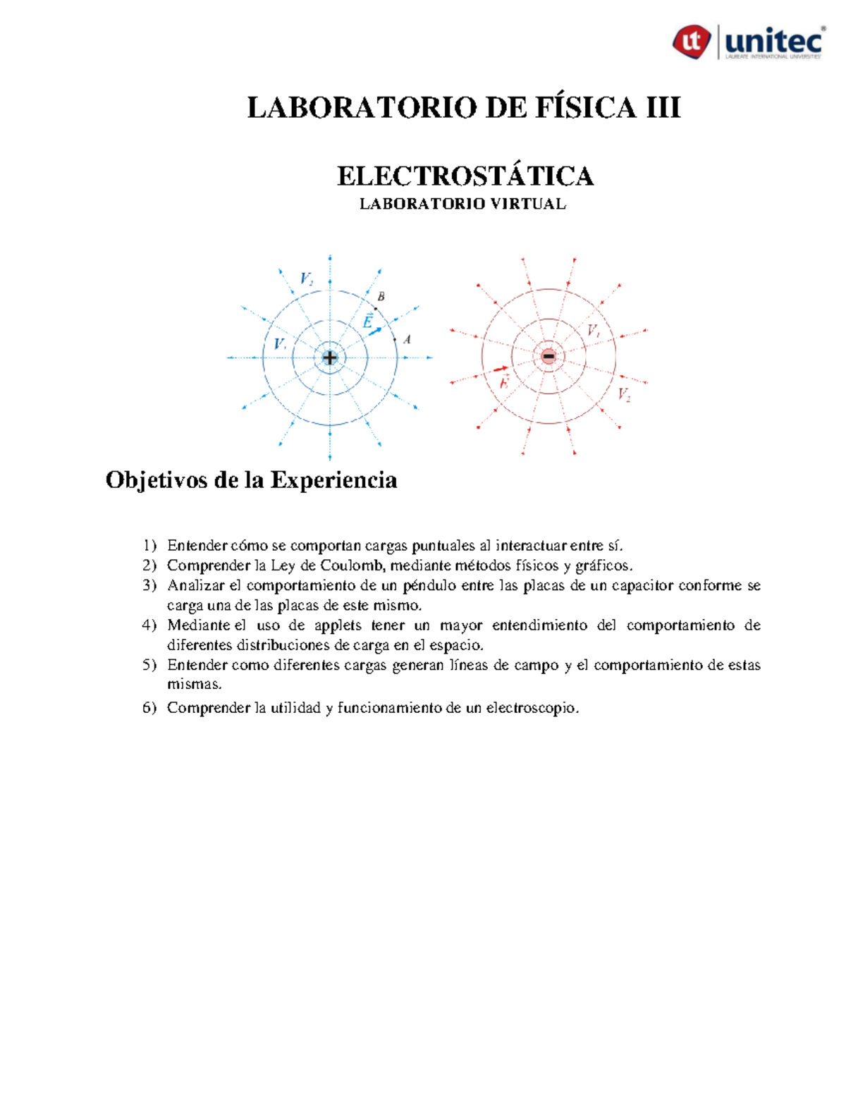 01 Electrostática - Guia - Warning: TT: undefined function: 32 LABORATORIO DE FÍSICA III - Studocu