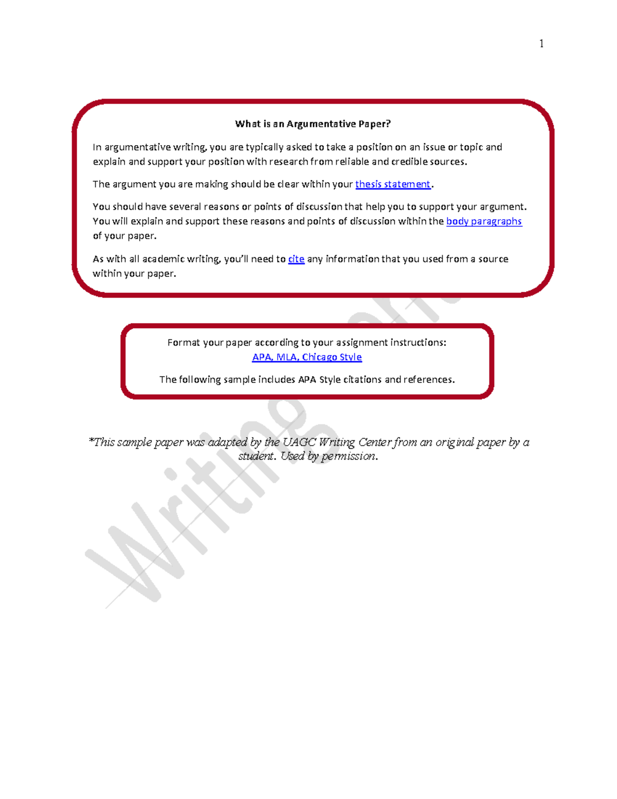 Argumentative Paper Sample Q3 English ... - *This sample paper was ...