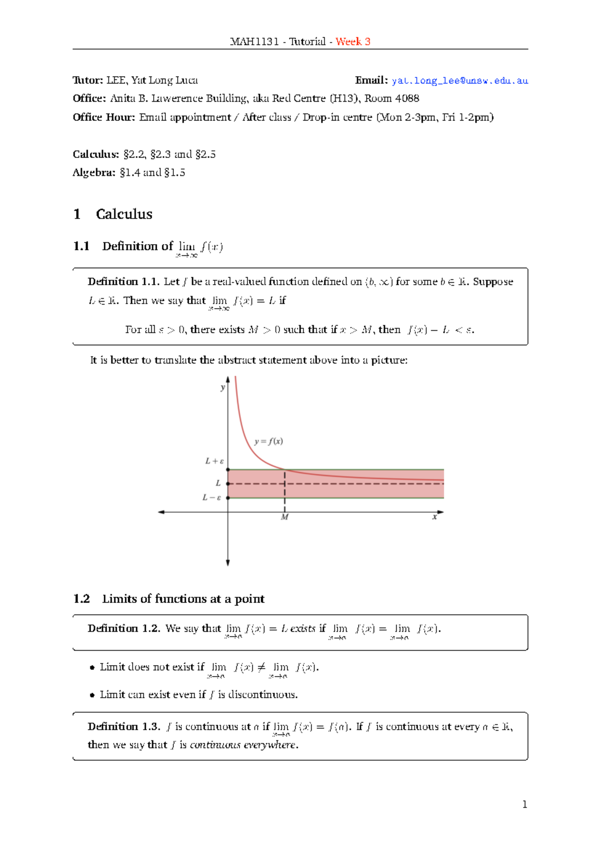 MATH1131 Tutorial Notes Week 4 - Tutor: LEE, Yat Long Luca Email: yat ...