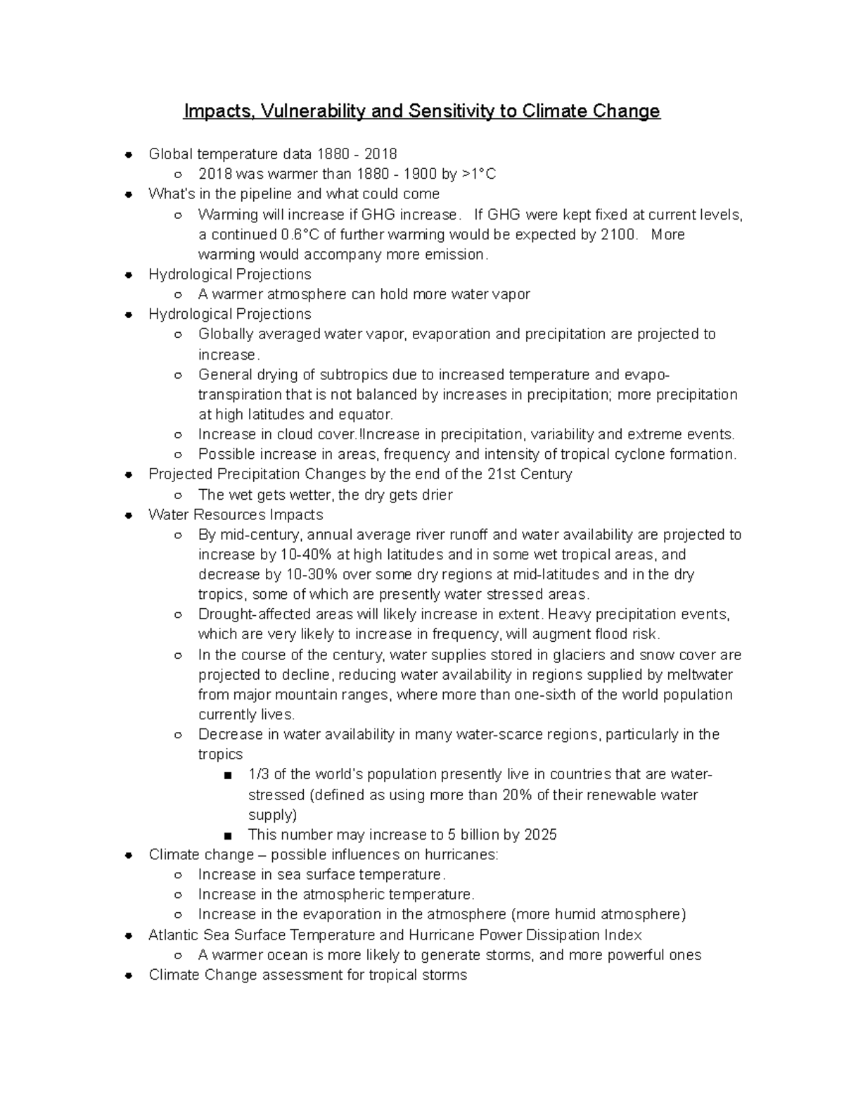 Impacts, Vulnerability and Sensitivity to Climate Change - If GHG were ...