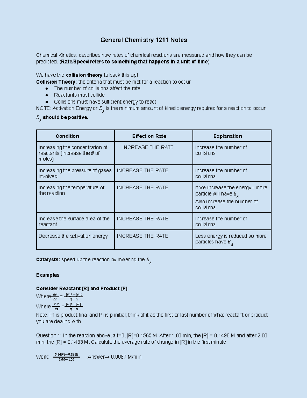 General Chemistry 1212 Notes - General Chemistry 1211 Notes Chemical ...