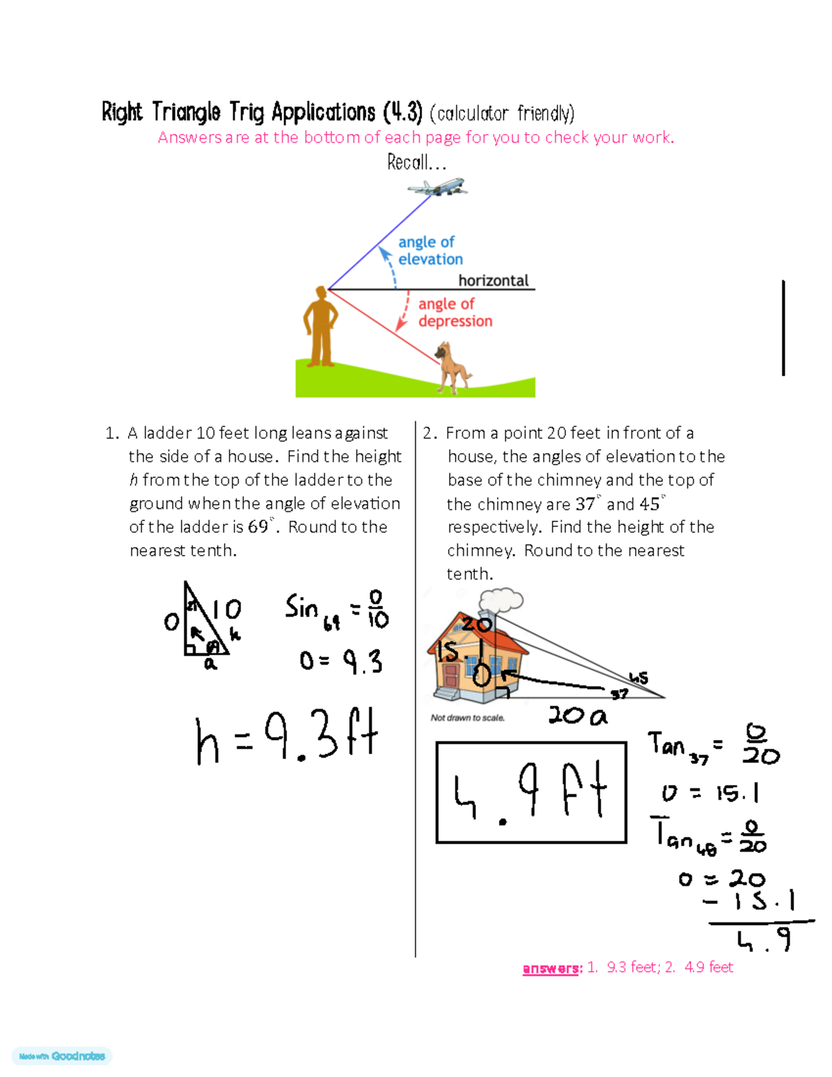 HPC 4.3 Right Triangle Trig Practice-2 - Right Triangle Trig ...