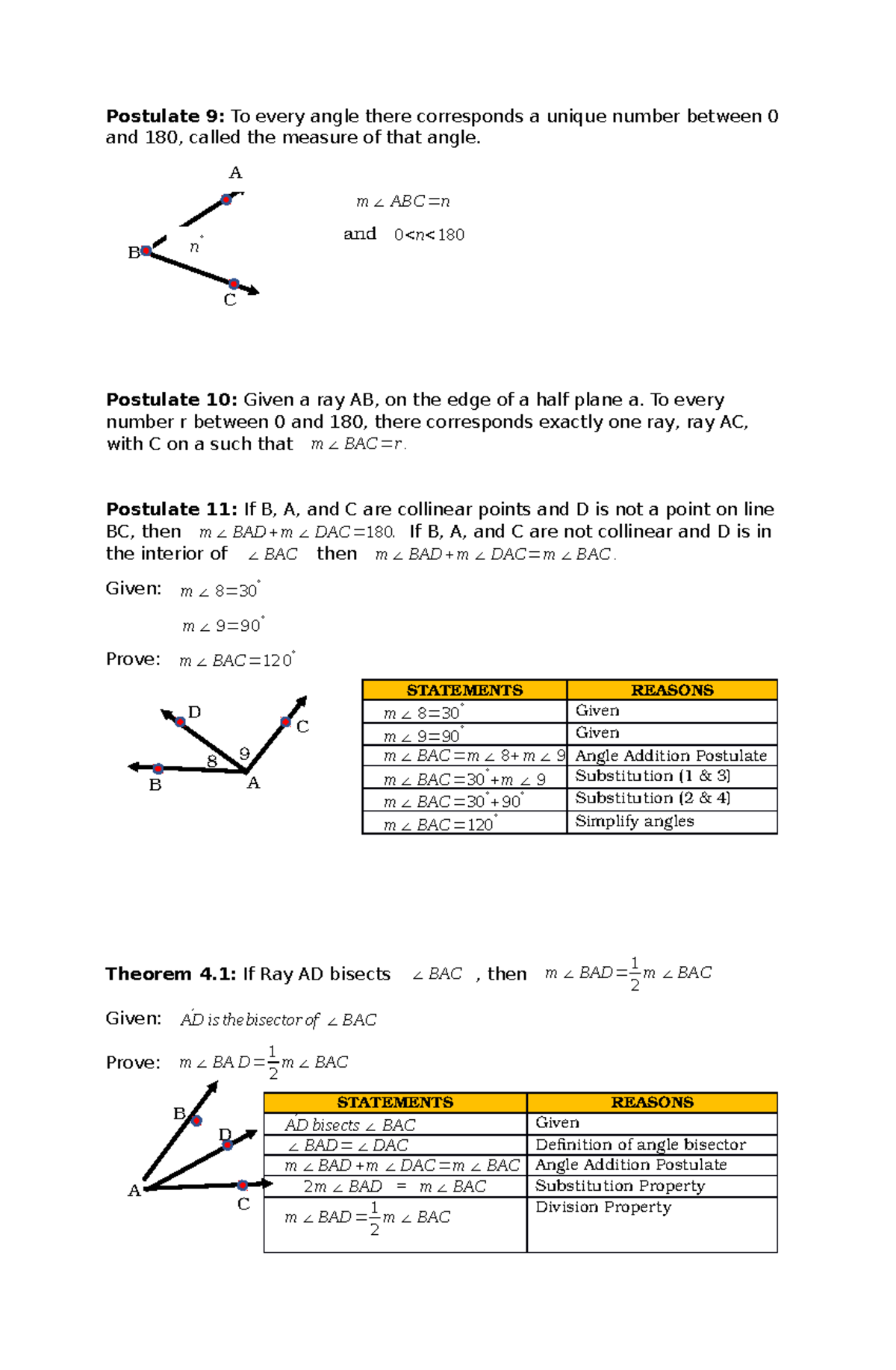 Postulate 9 - education - Postulate 9: To every angle there corresponds a unique number between ...