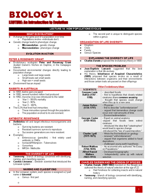 Brief summary points on general biology - brief summary points on ...