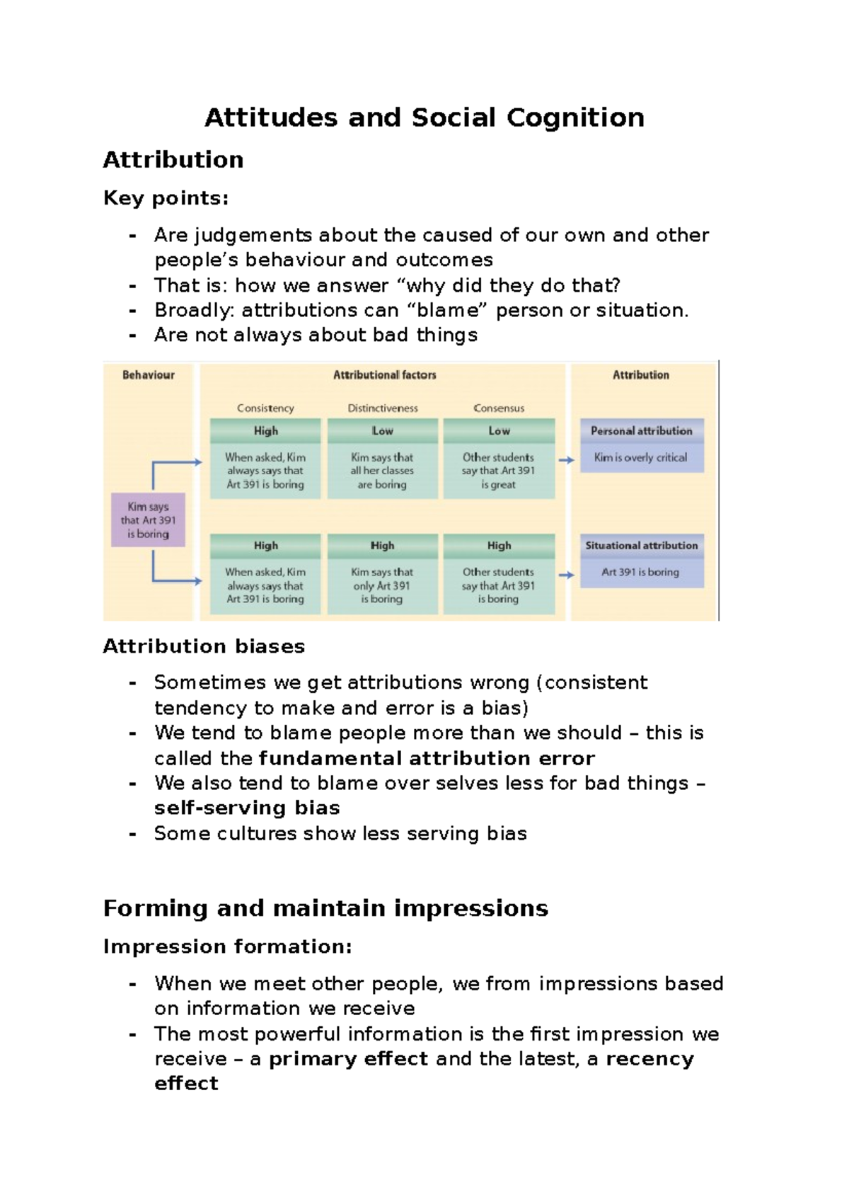 Attitudes and Social Cognitive, WEEK 11 - Notes - Attitudes and Social ...