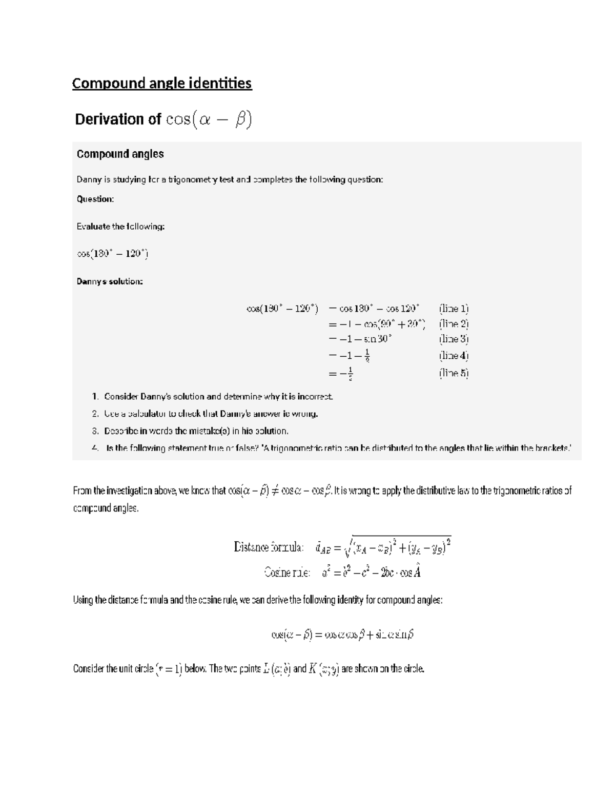 Trigonometry - help with studying maths - Compound angle identities ...