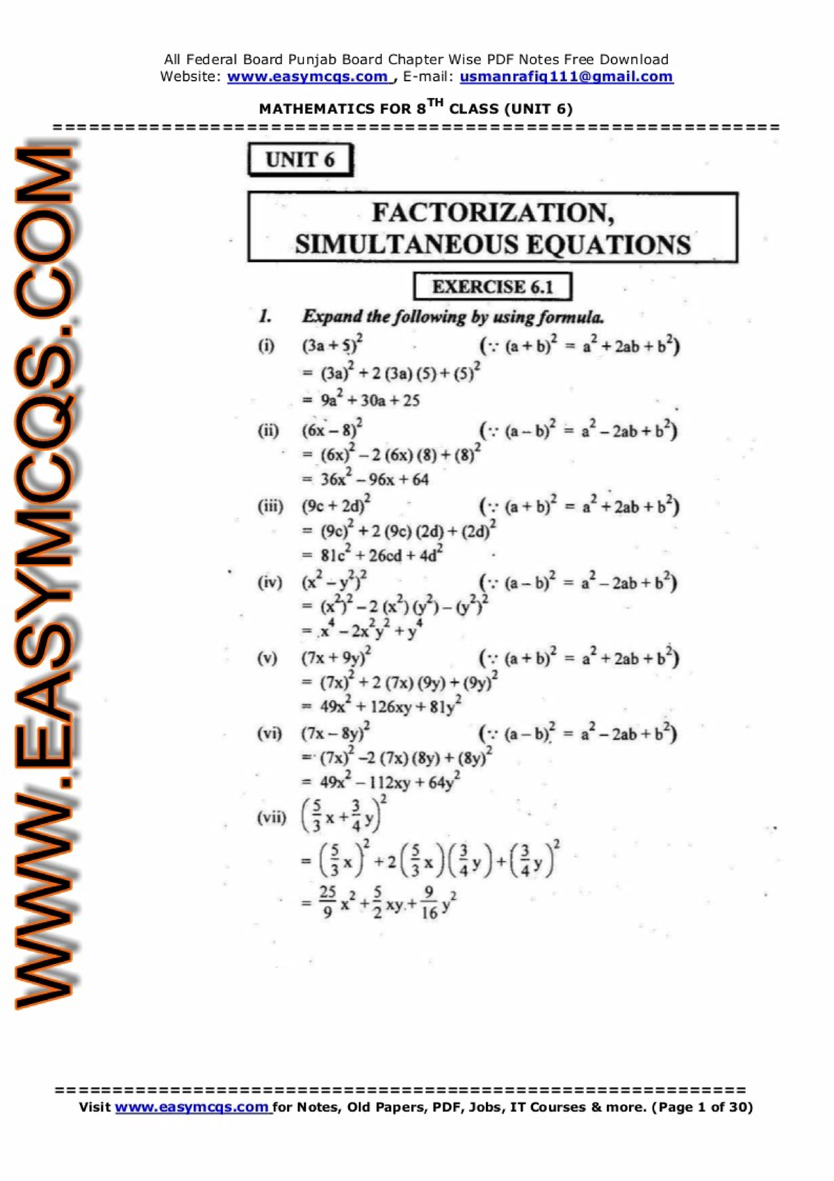 8th Math Solved Exercises Unit 6 Notes - Introduction to Computer ...