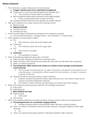 Lehninger Chapter 2 - Water - Chapter 2 - Water Water is most abundant ...