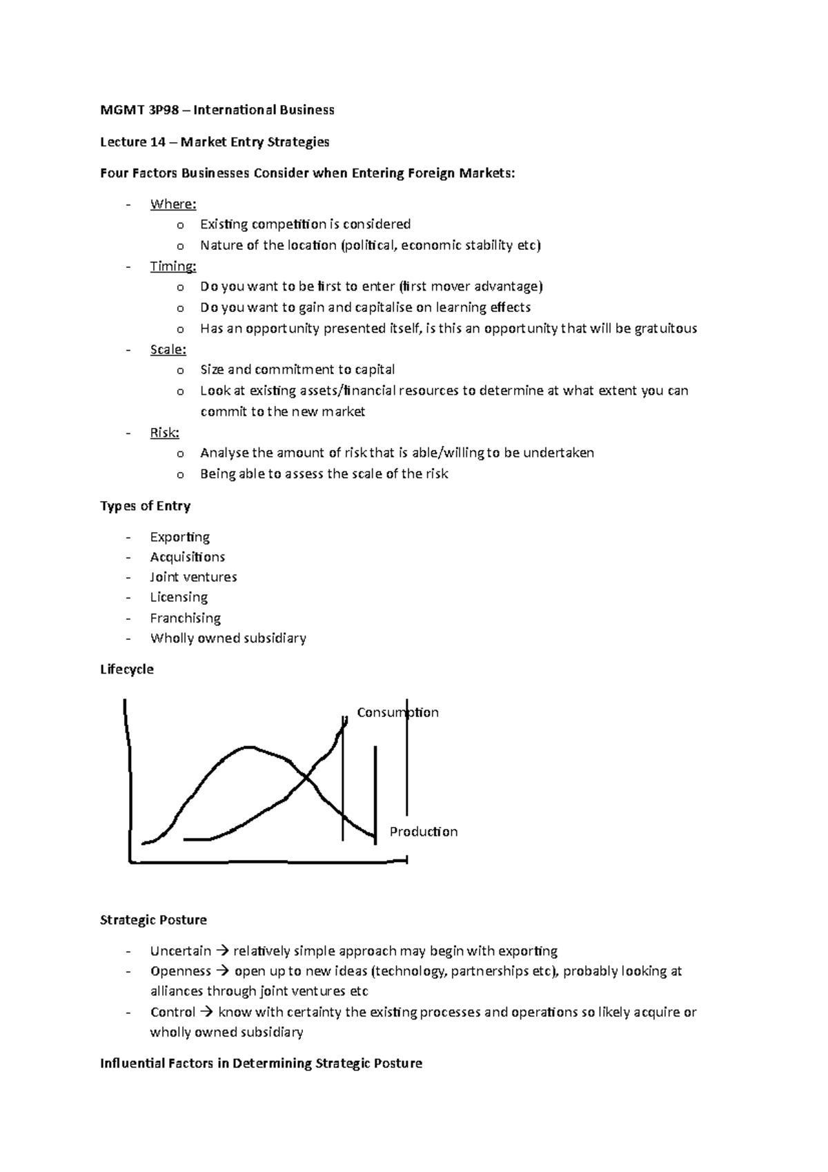 Lecture 14 - Market Entry Strategies - MGMT 3P98 – International ...