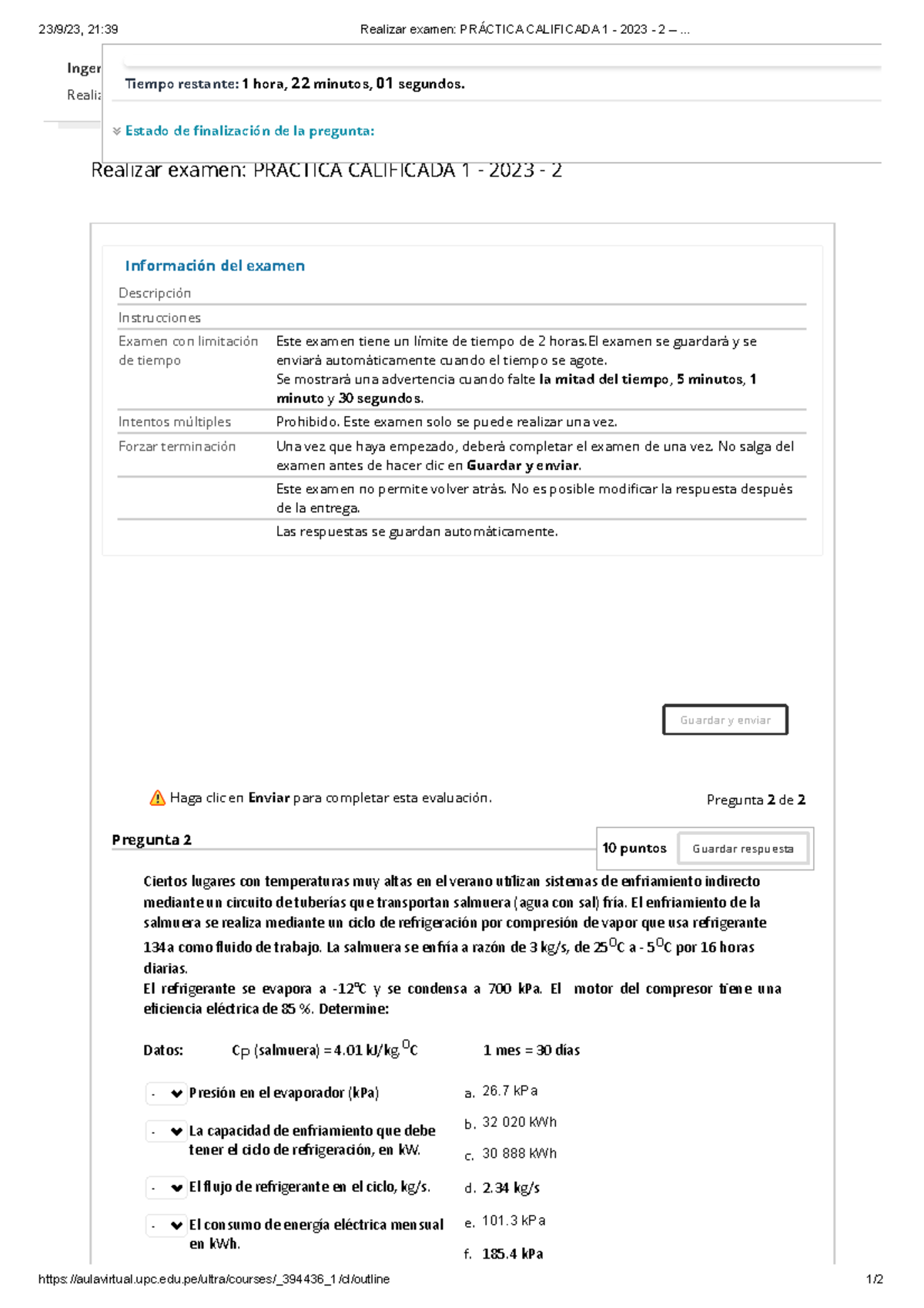 2 - EXCEL BASICO 2023 - 23/9/23, 21:39 Realizar examen: PRÁCTICA ...
