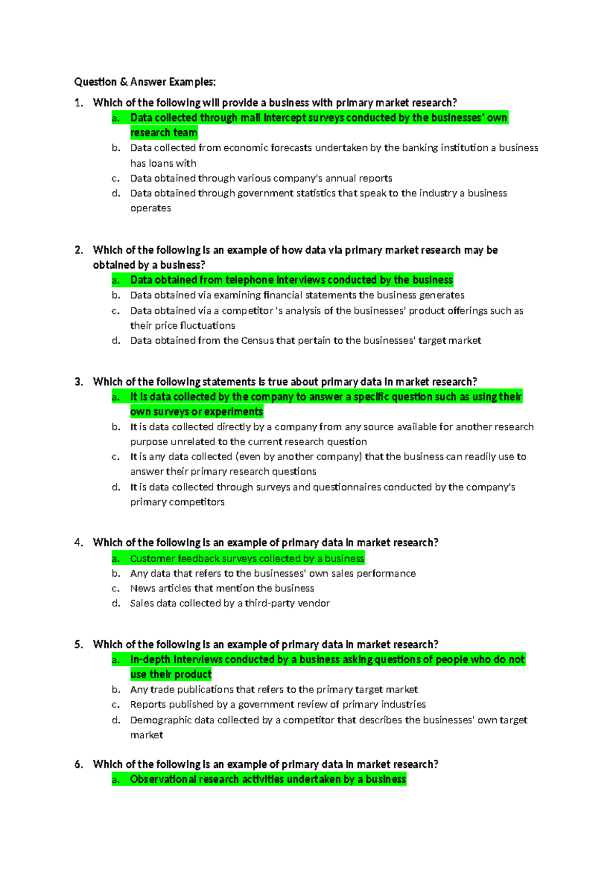 Question & Answer Doc - Question & Answer Examples: Which of the ...
