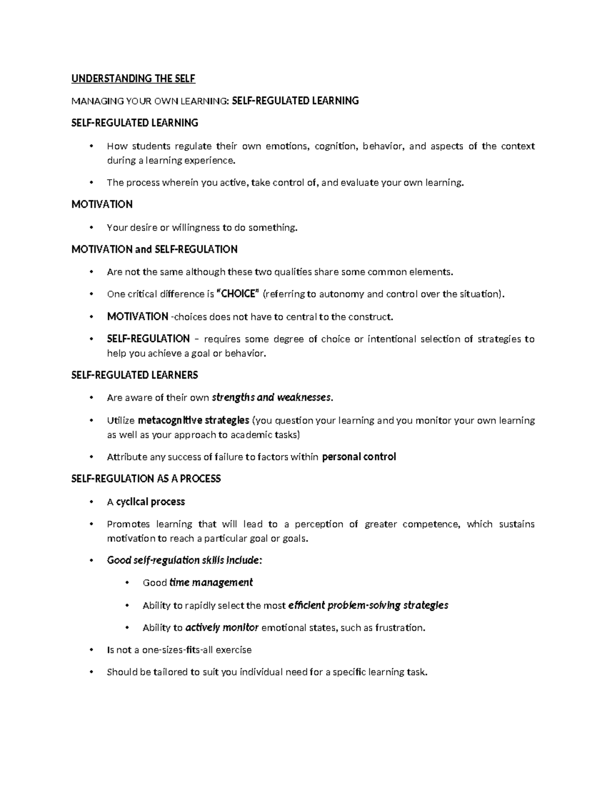 Chapter 12 - Managing Self - UNDERSTANDING THE SELF MANAGING YOUR OWN ...