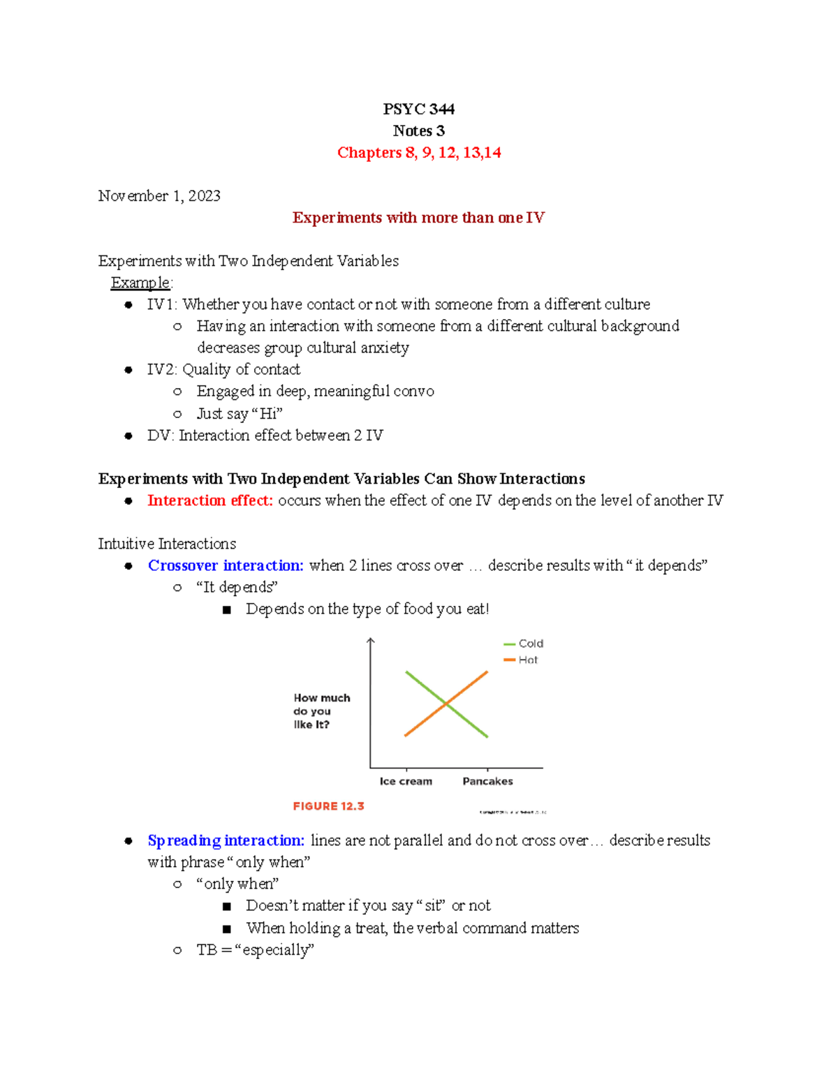 Psych 344- EXAM 3 - Lecture Notes - PSYC 344 Notes 3 Chapters 8, 9, 12 ...