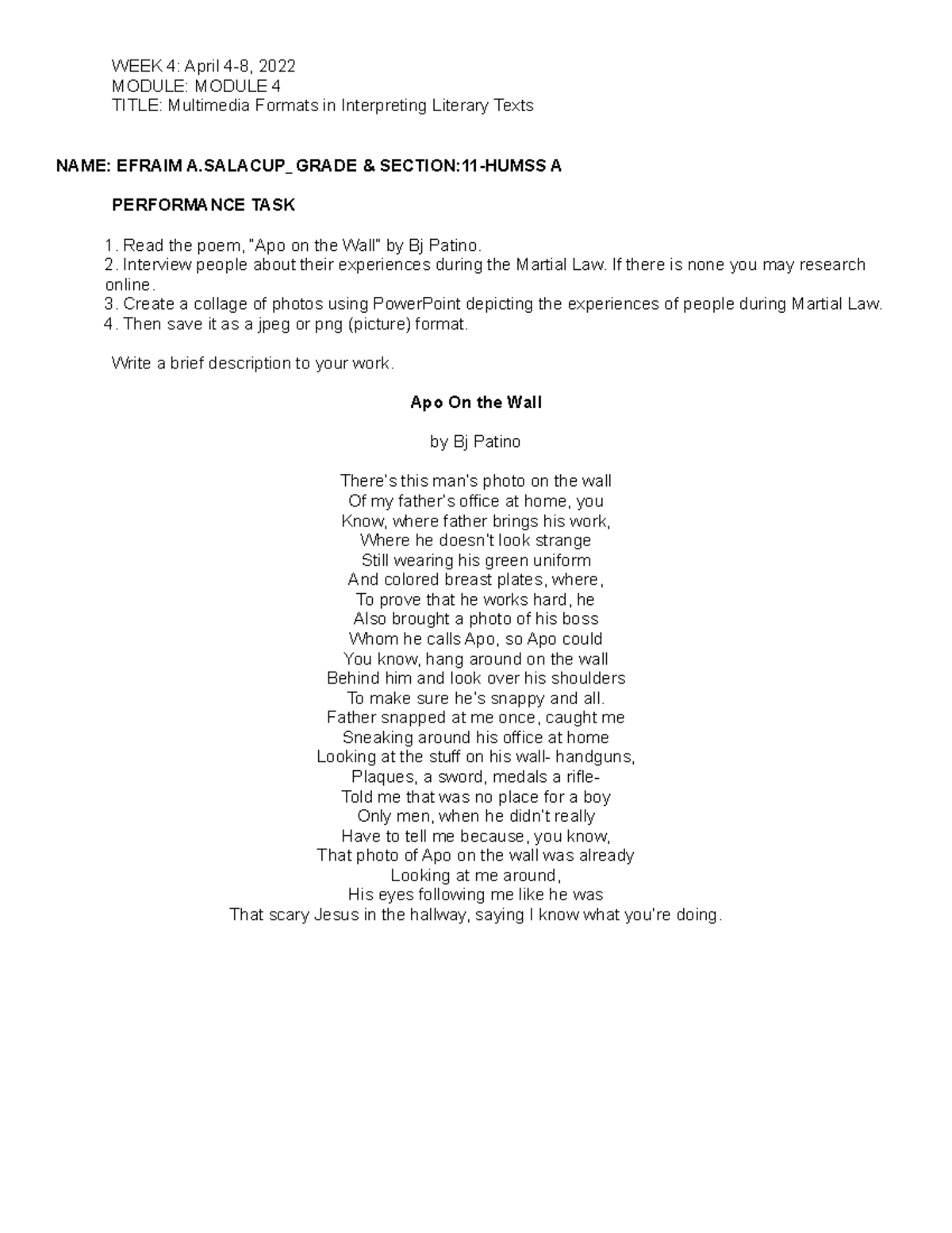Activity Sheet 5 WEEK 4 - Week4 - WEEK 4: April 4-8, 2022 MODULE ...