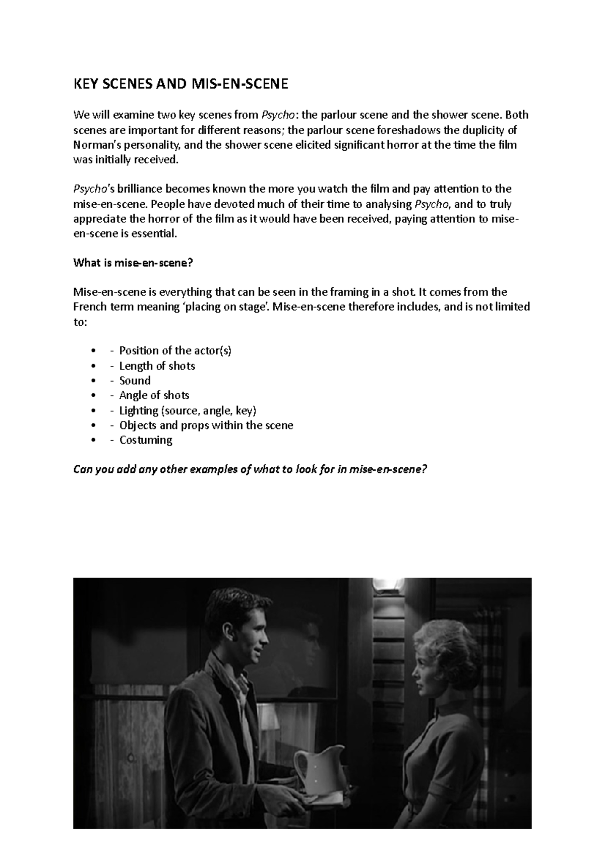 Key Scenes in Psycho - adsjhasbdajndjasnds - KEY SCENES AND MIS-EN ...