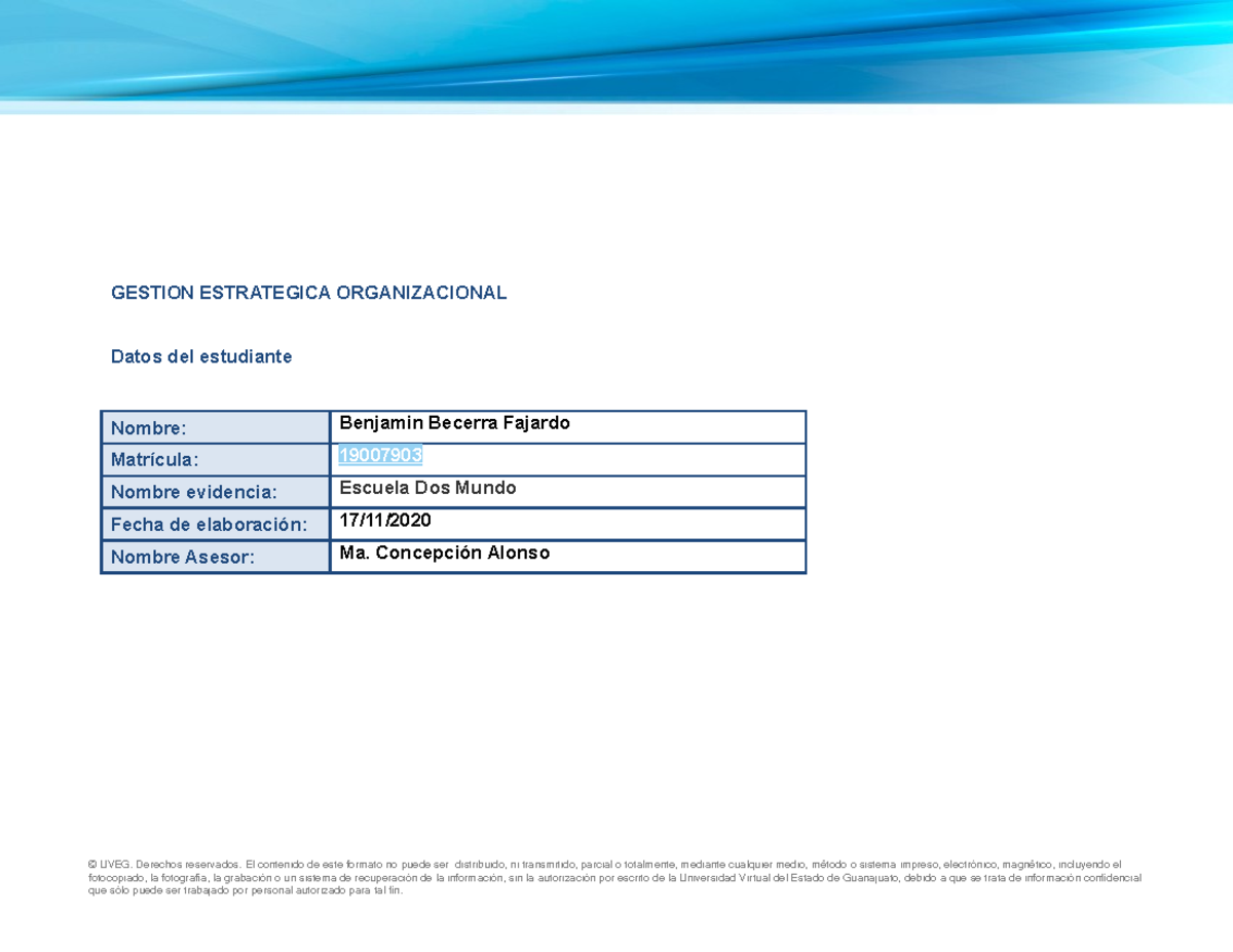 Benjamin Becerra Fajardo 19007903 Desarrollo Organizacional - GESTION ...