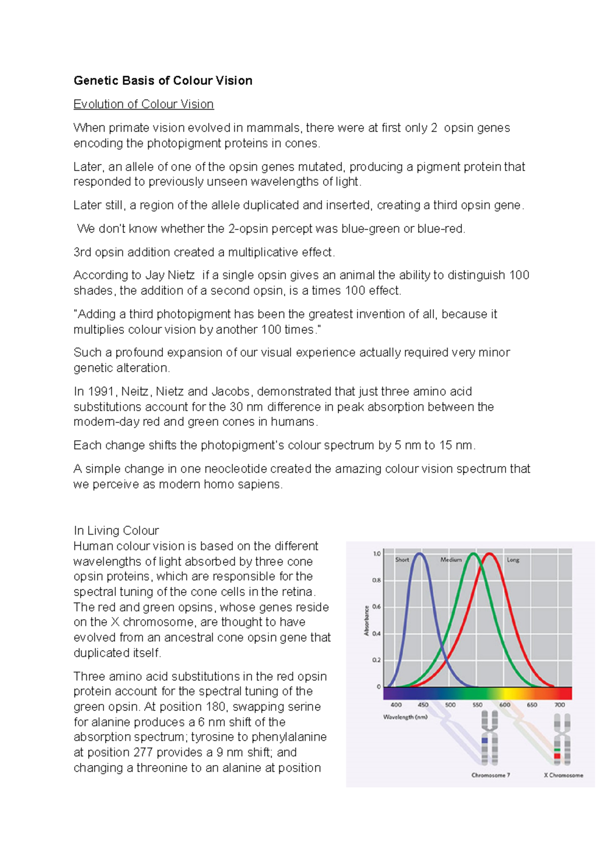 Genetic Basis of Colour Vision - Genetic Basis of Colour Vision ...