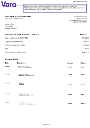 Woodforest Bank Statement Bank Statements - Page 1 of 3 Statement ...