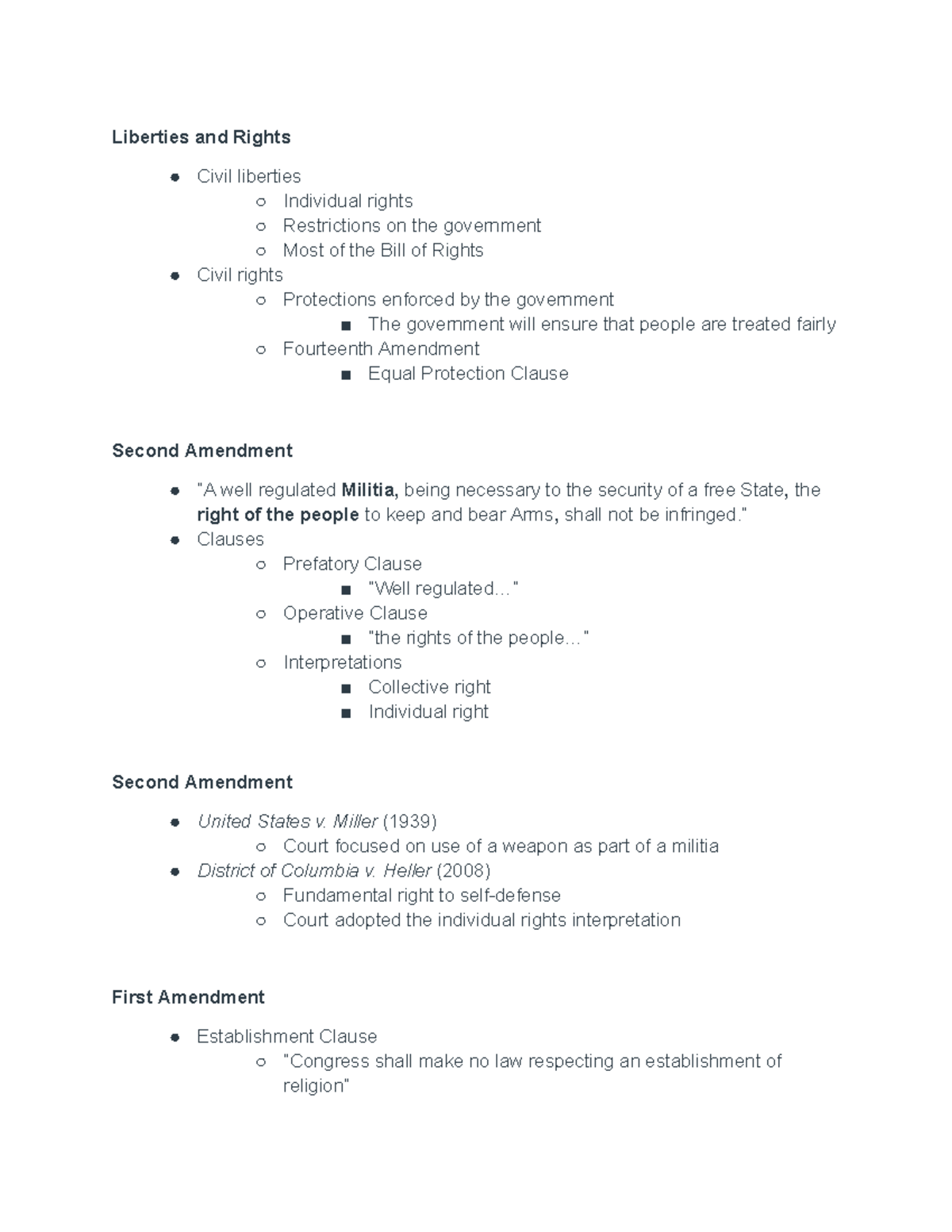 Exam 3 and Quiz 3 Political Science - Liberties and Rights Civil ...