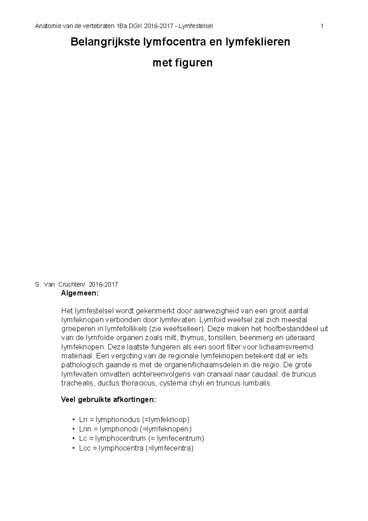 Het Lymfestelsel invul - Belangrijkste lymfocentra en lymfeklieren met ...