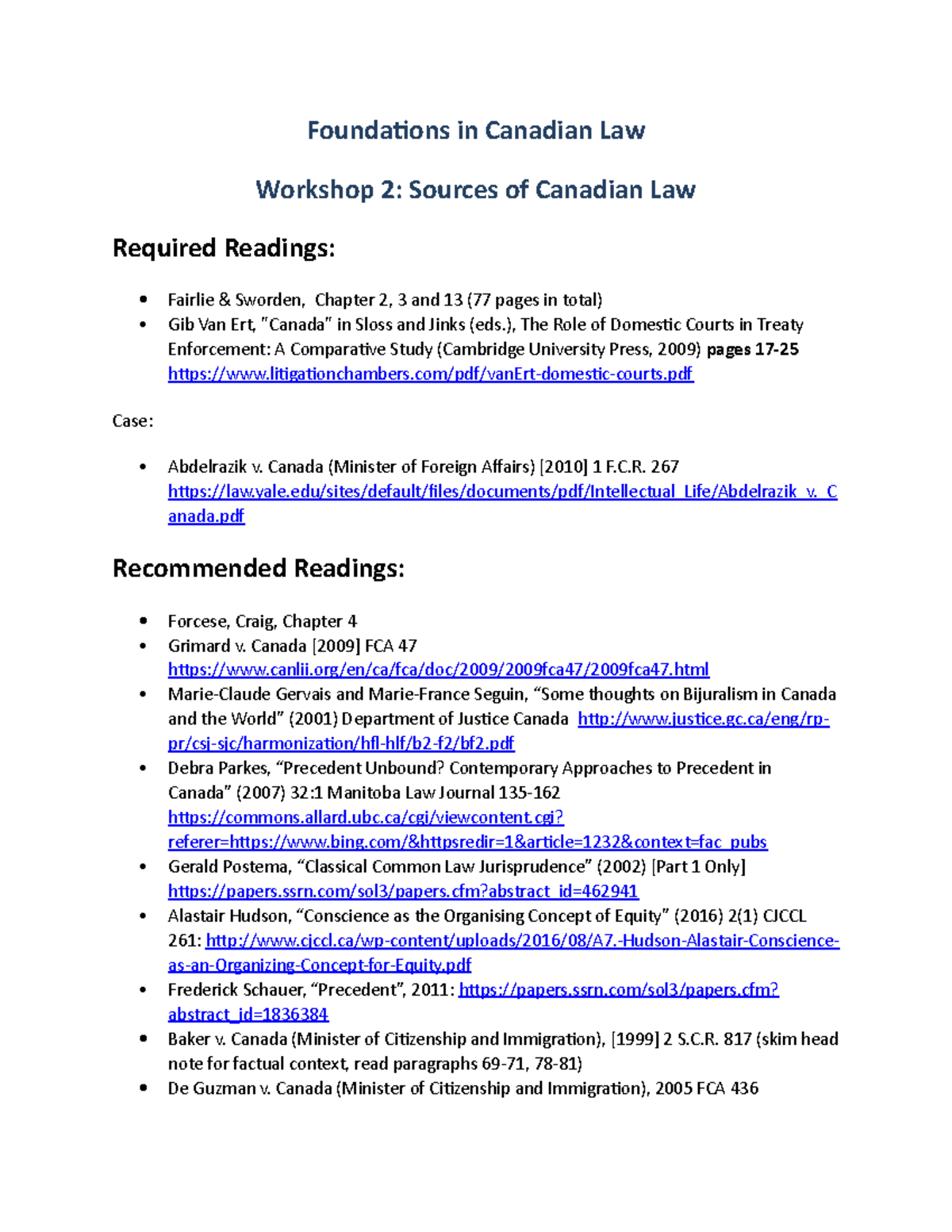 Canadian Law-Tuturail 2- Jan28 - Foundations in Canadian Law Workshop 2 ...