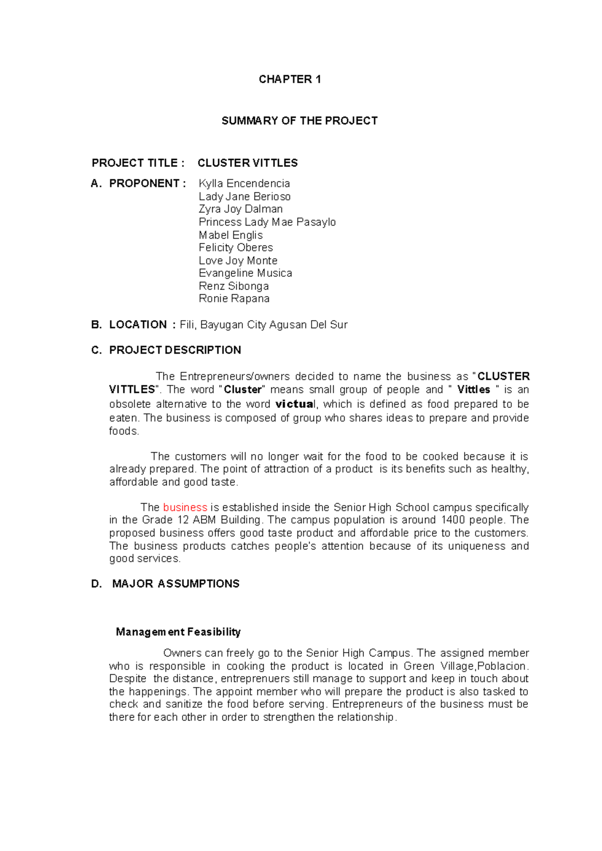 Group 1 Chapter 1 - This is a business plan for your future business ...