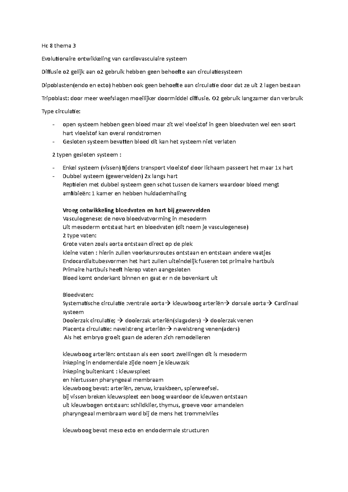 Hc 8 Aantekeningen Hc 8 Organisme Hc 8 Thema 3 Evolutionaire