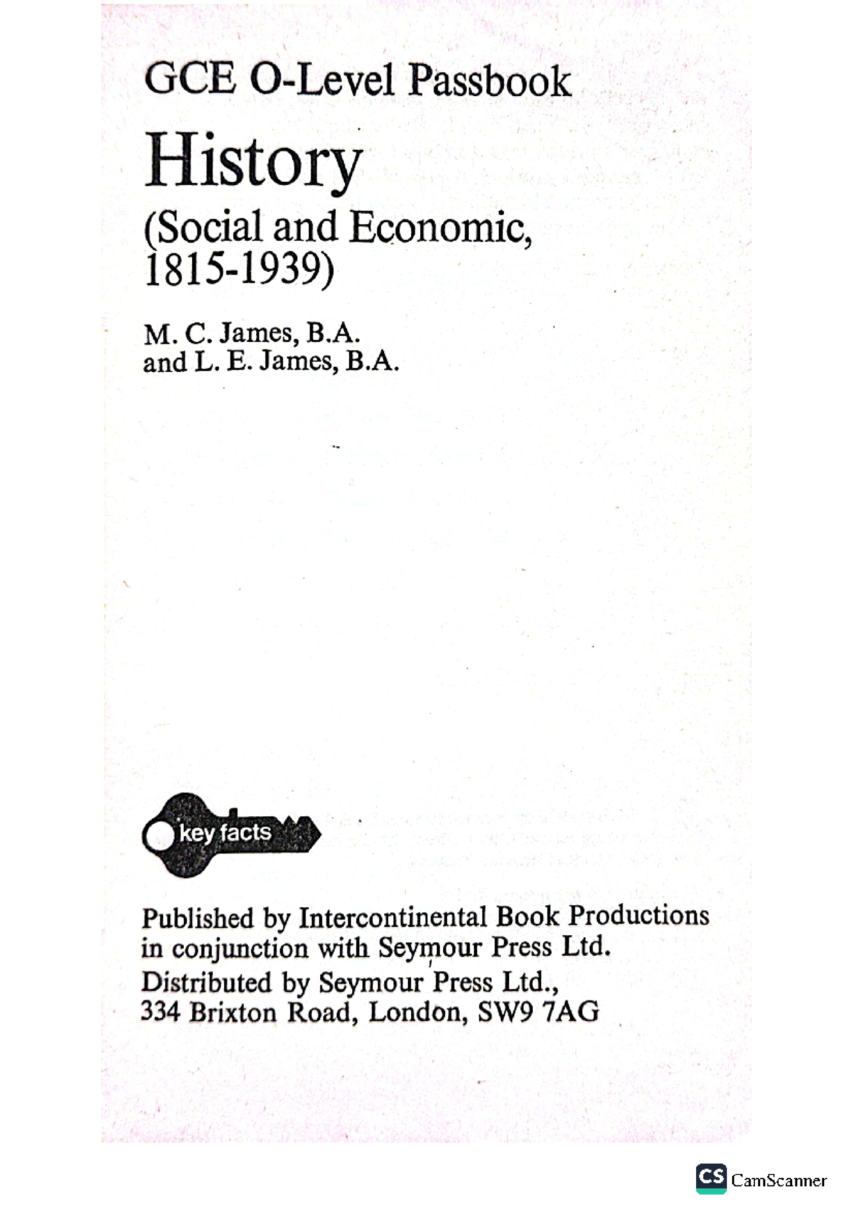GCE O-level Passbook History Social & Economics 1815-1939 - Economics ...