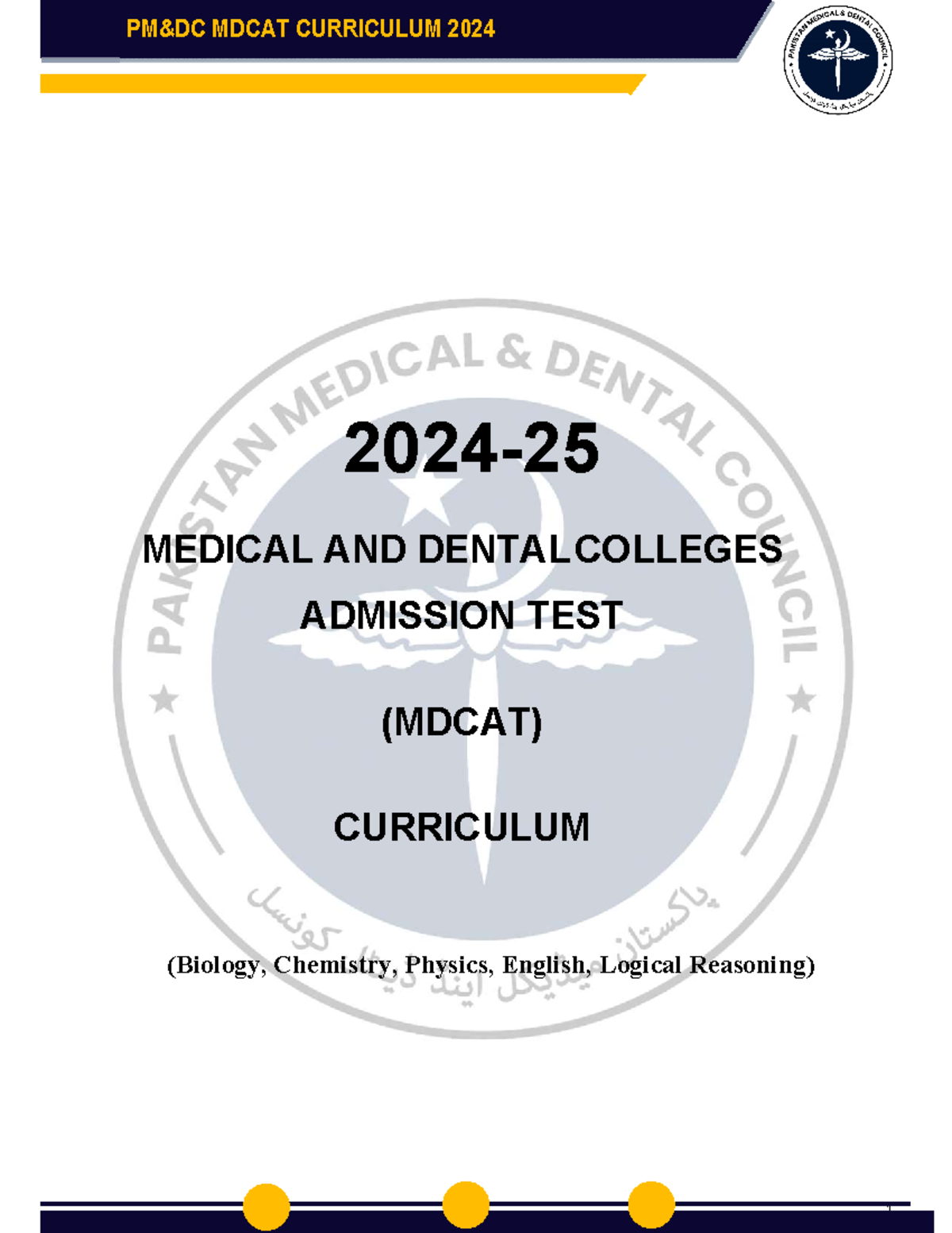 Syllabus PMDC - read it. - 2024- MEDICAL AND DENTAL COLLEGES ADMISSION ...