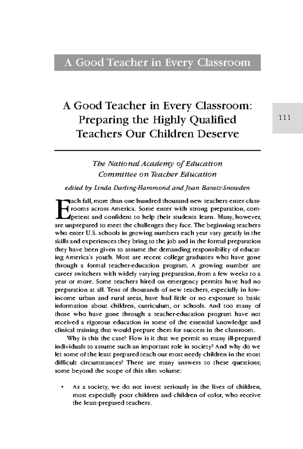 EJ750647 - A Good Teacher in Every Classroom: Preparing the Highly ...