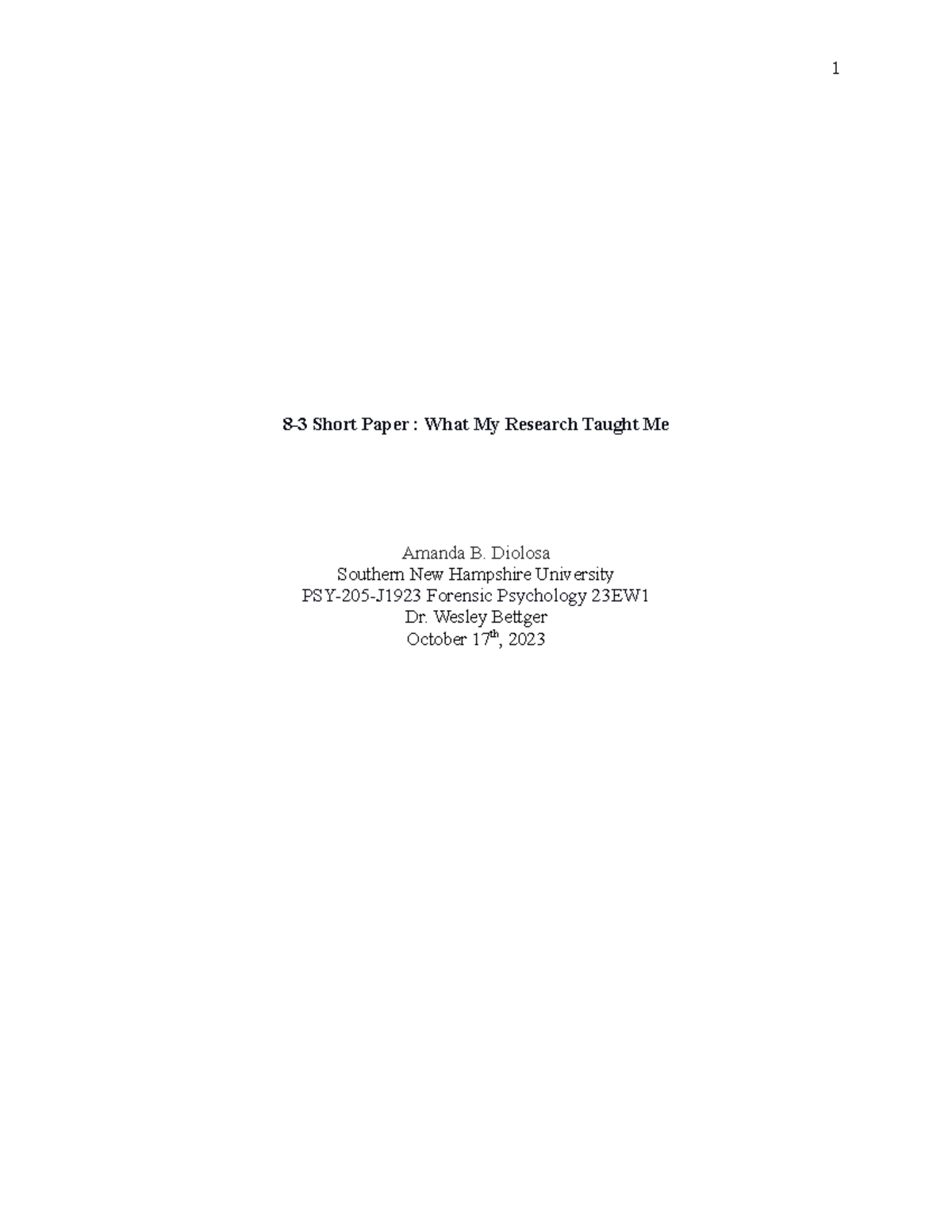 8-3 Short Paper : What My Research Taught Me - Diolosa Southern New ...