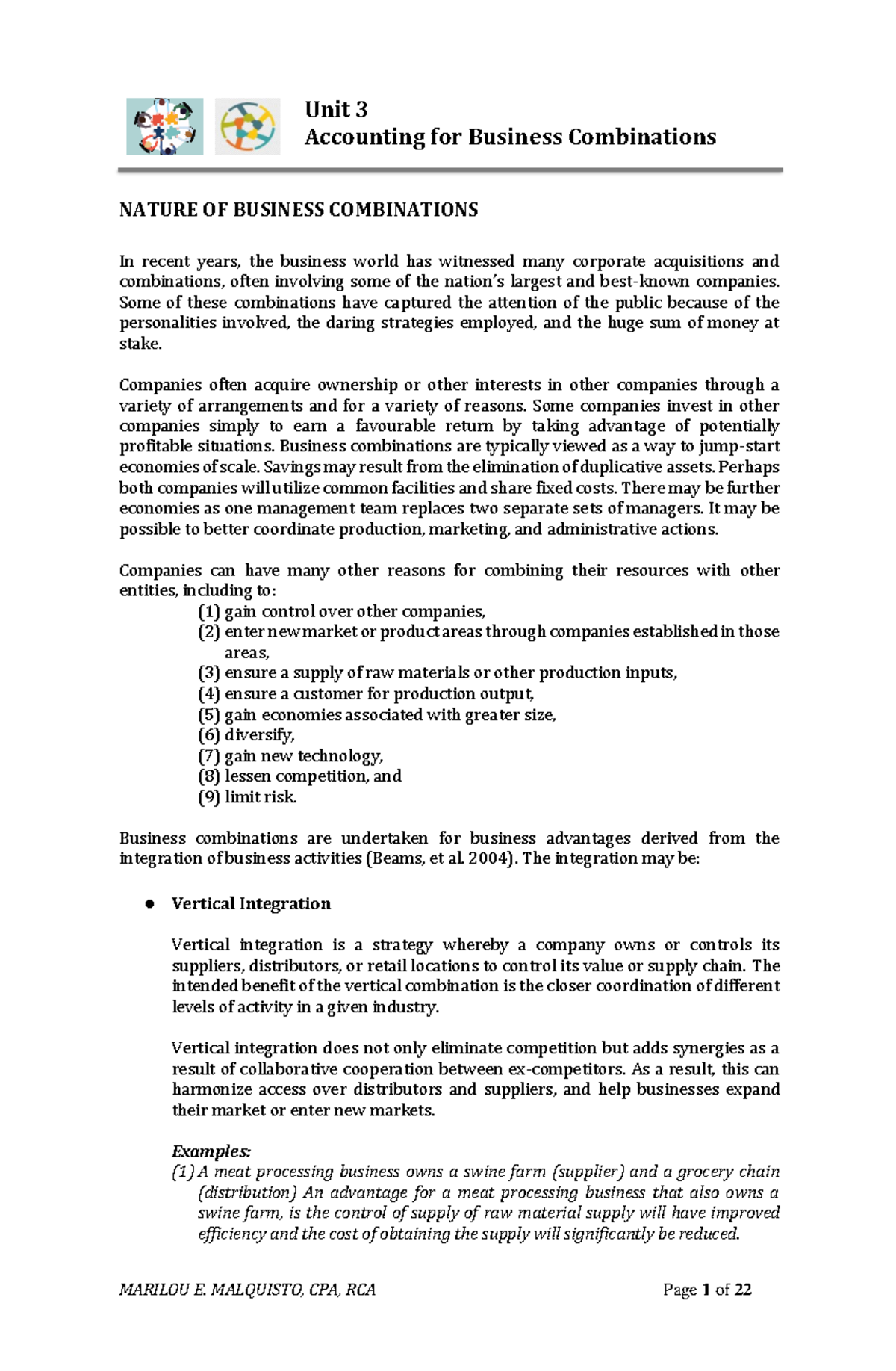 Accounting for Business Combinations-introduction - Unit 3 Accounting ...