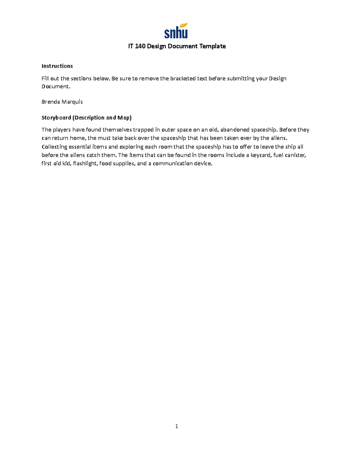 It 140 Design Document Template It 140 Design Document Template Instructions Fill Out The