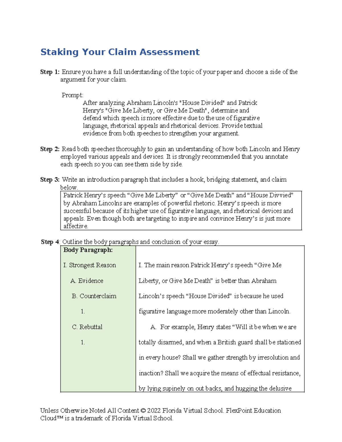 Staking your claim - Staking Your Claim Assessment Step 1: Ensure you ...
