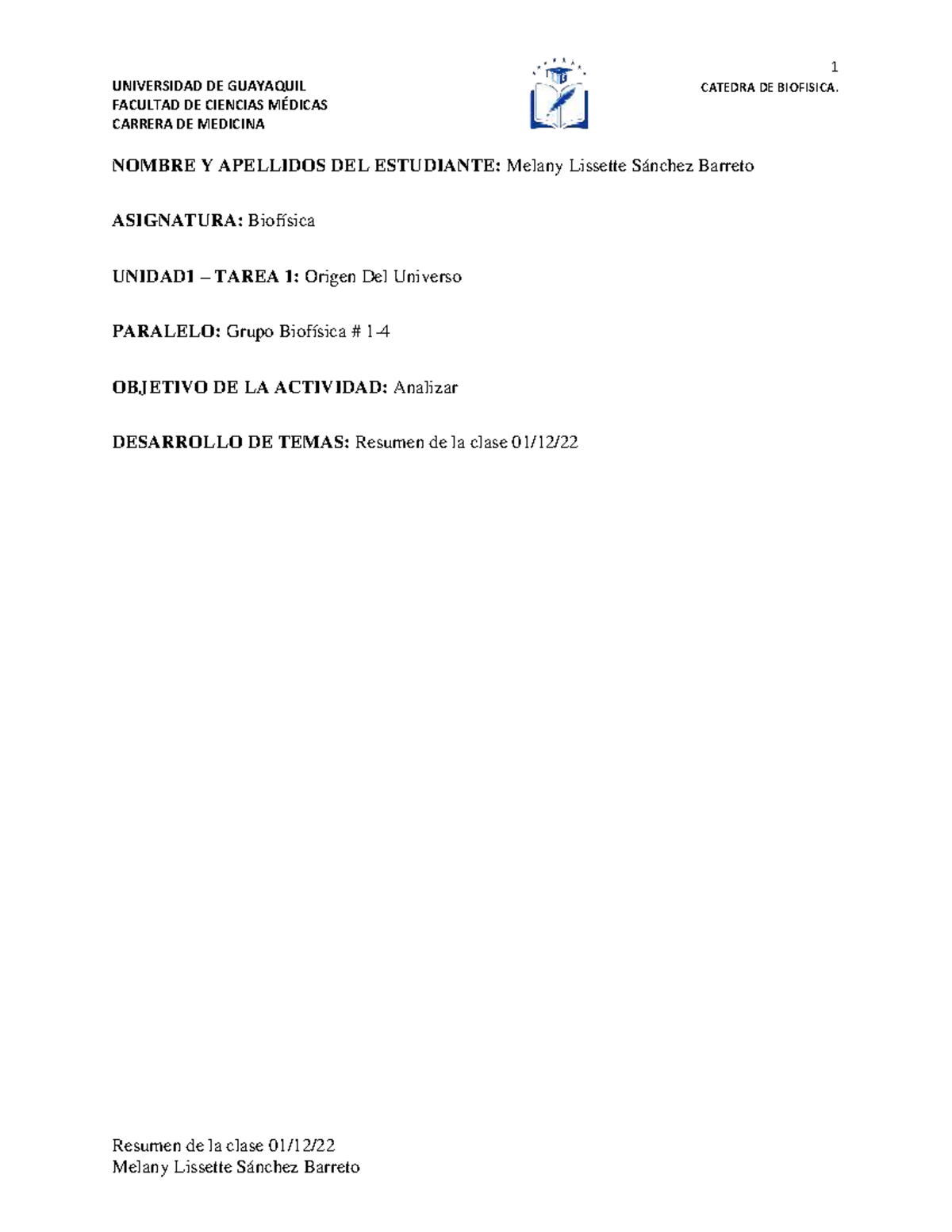 Tarea 1 - ADVADV - UNIVERSIDAD DE GUAYAQUIL FACULTAD DE CIENCIAS ...