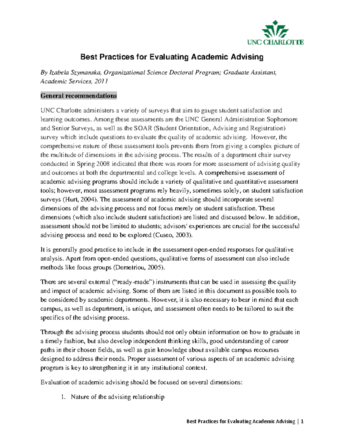 Best Practices Evaluating Academic Advising - Best Practices for ...