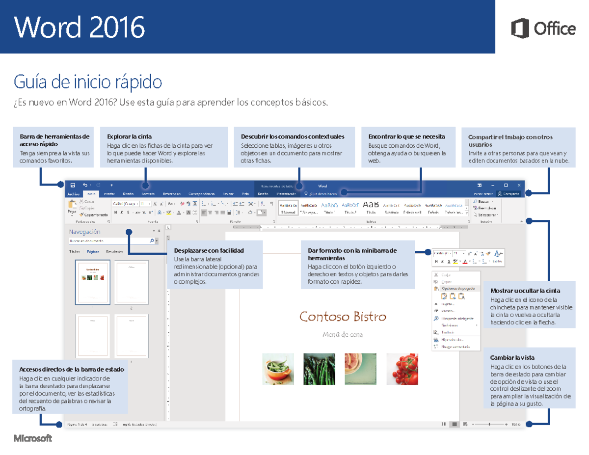 Quick Start Guide - WORD 2016 - Guía de inicio rápido ¿Es nuevo en Word ...