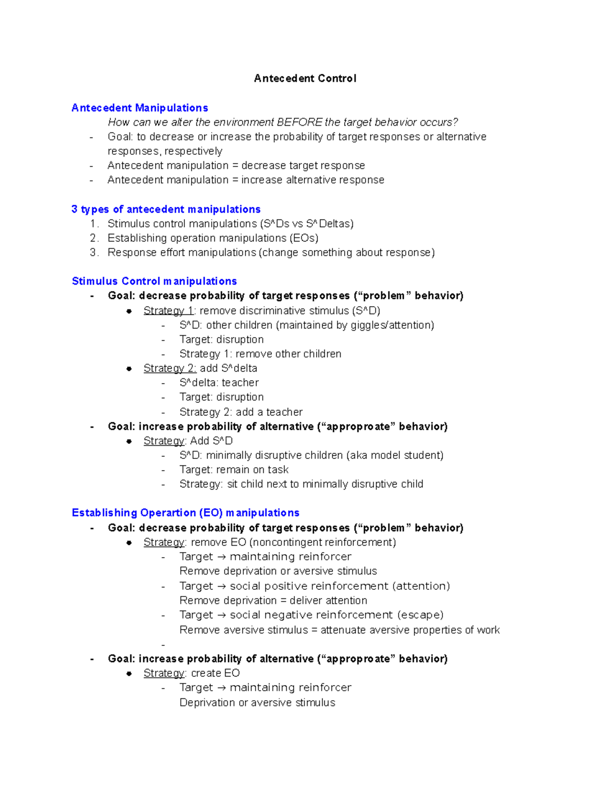 Antecedent Control Lecture - Antecedent Control Antecedent ...