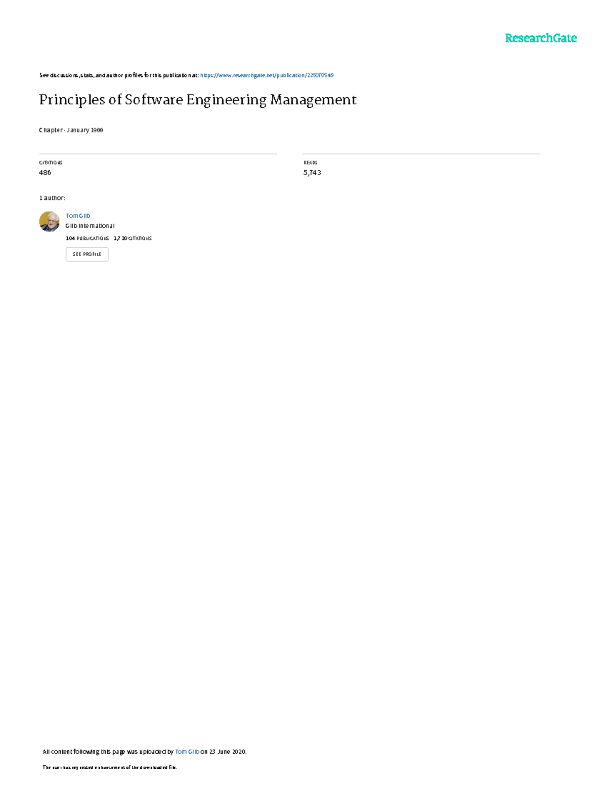 Principles of Software Engineering Management - See discussions, stats ...