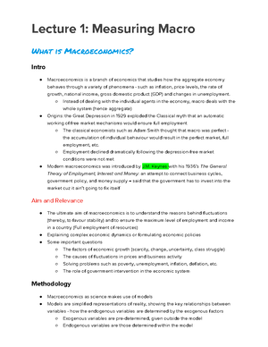 introduction and review of Macroeconomics - SESS1004 Introduction to Macroeconomics Tutorial 1 ...