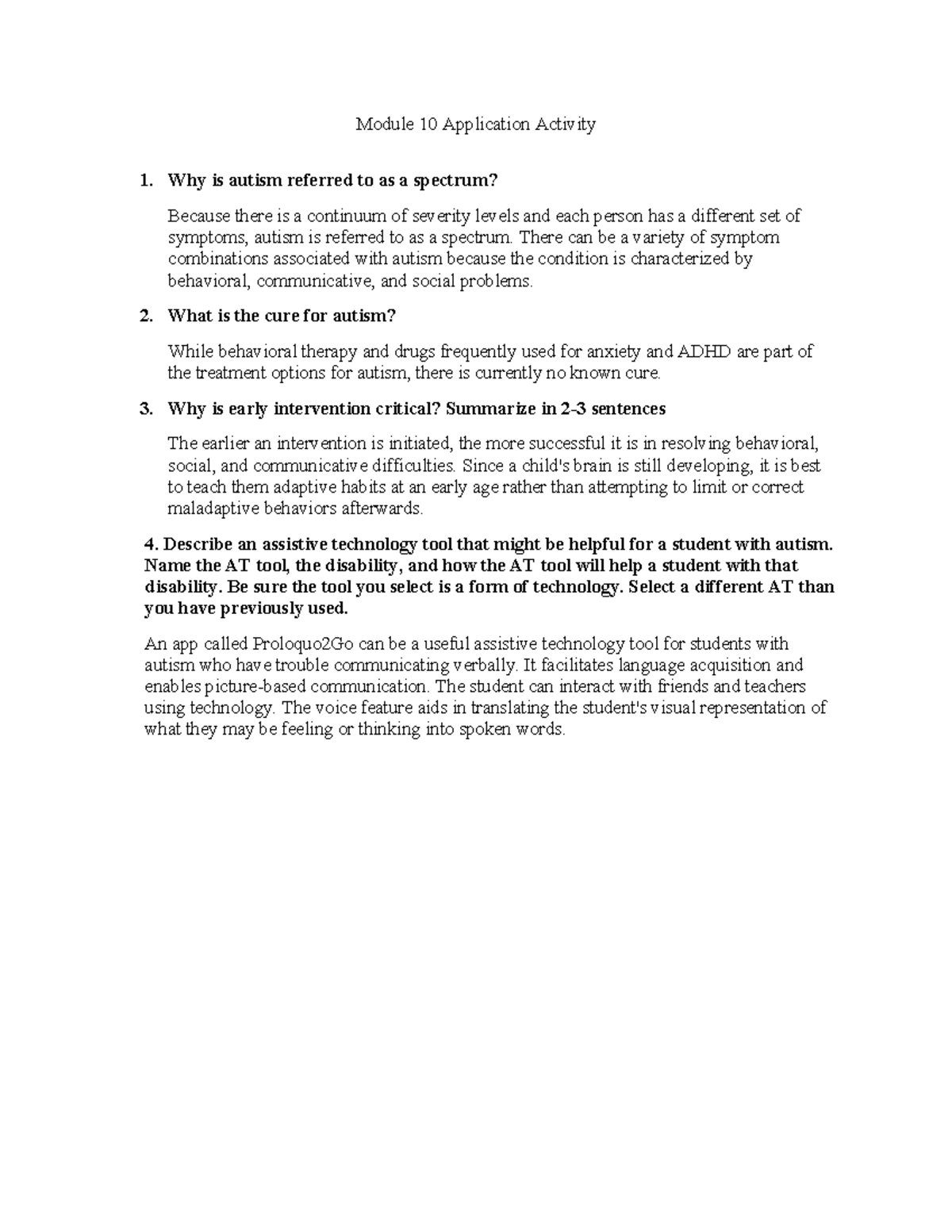 Module 10 Application Activity - Module 10 Application Activity Why is ...