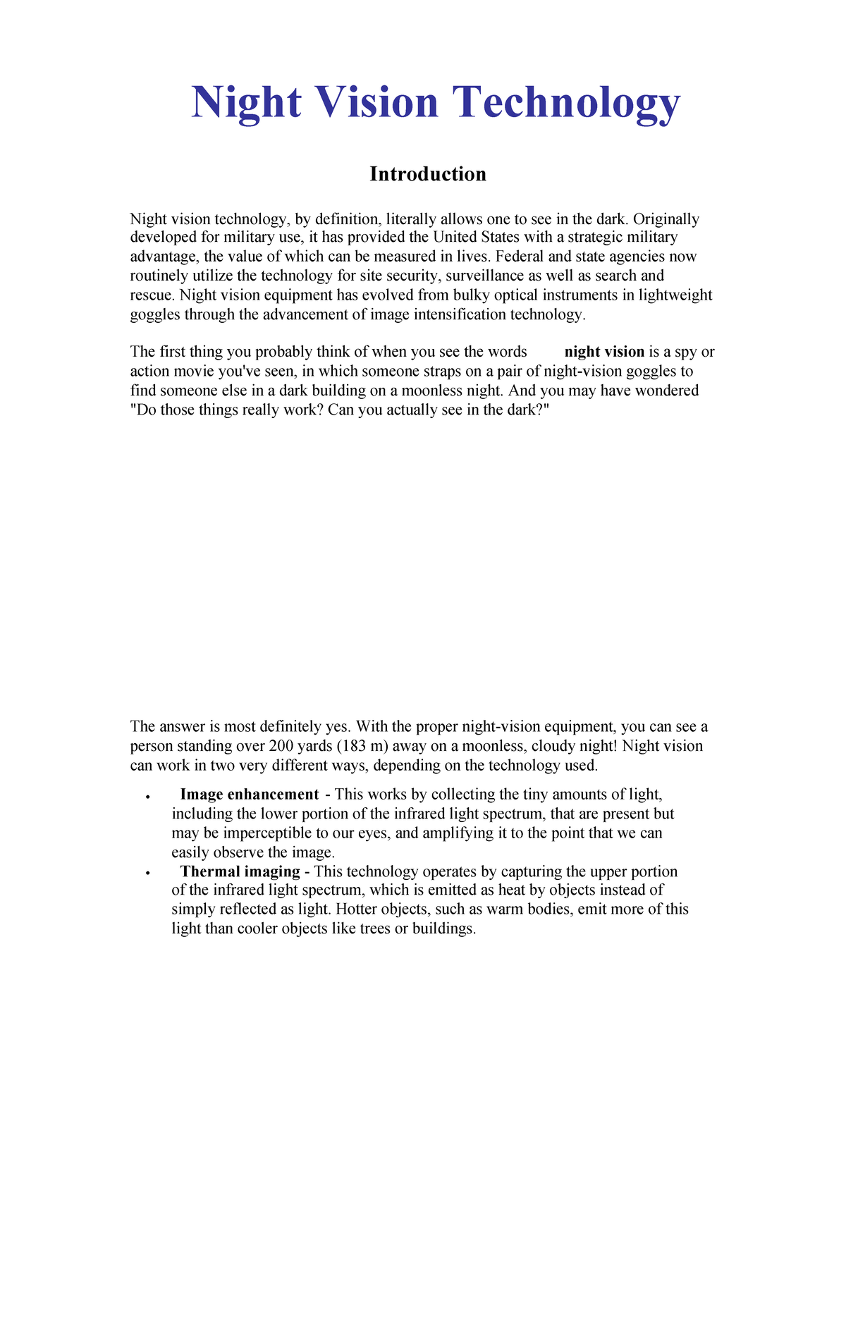 39830182 Night Vision Technology - Night Vision Technology Introduction ...